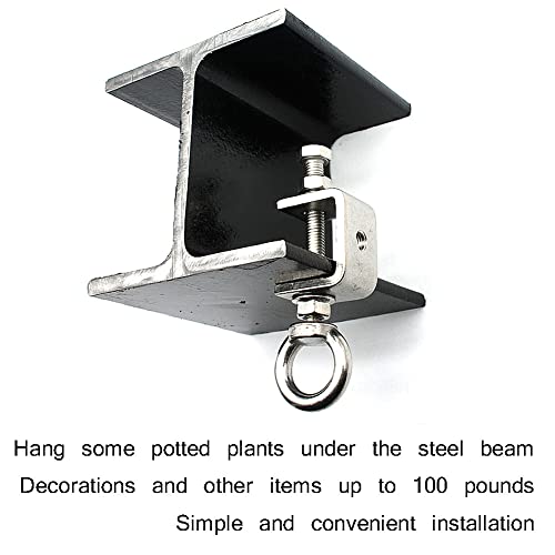 5Pcs C-Clamps;C Clamp Stainless Steel, Beam Clamp.Comes with Stainless Steel Screw Ring That Can Withstand 100 Pounds of Static Gravity (medium)