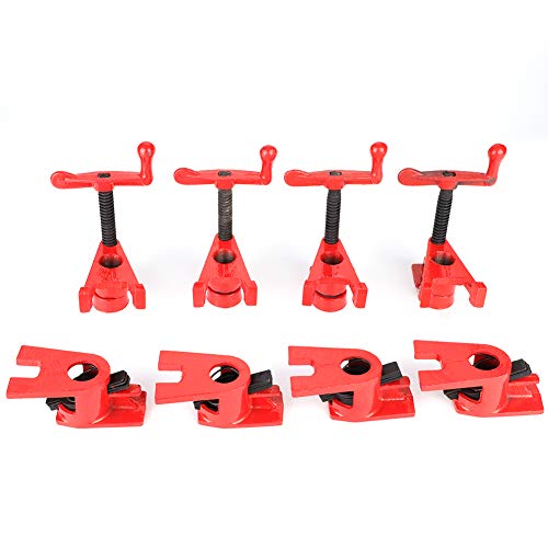 3/4" Wood Gluing Pipe Clamp, 4 Pack Quick Release Wood Working Bar Clamps Set Heavy Duty Cast Iron Workbench Pipe Clamp for Woodworking