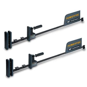 powertec 71602 40-inch parallel clamps for woodworking | 90 degree heavy duty steel bar jaw clamp spreader tool | 2pk