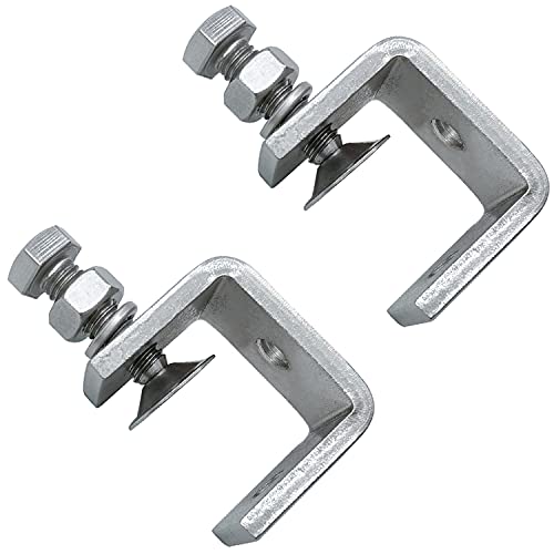 OBPFY OBPSFY 2PCS C-Clamp Heavy Duty Woodworking Clamp Set,304 Stainless Steel C Clamp Tiger Clamp Tools with Wide Jaw Openings for Welding/Carpenter/Building/Household, Silver- 2