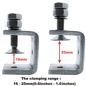 OBPFY OBPSFY 2PCS C-Clamp Heavy Duty Woodworking Clamp Set,304 Stainless Steel C Clamp Tiger Clamp Tools with Wide Jaw Openings for Welding/Carpenter/Building/Household, Silver- 2