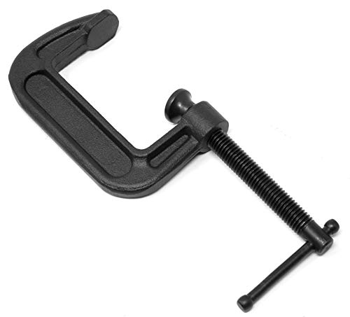 WEN CLC212 Heavy-Duty Cast Iron C-Clamps with 2-Inch Jaw Opening and 1.2-Inch Throat, 4 Pack, Black