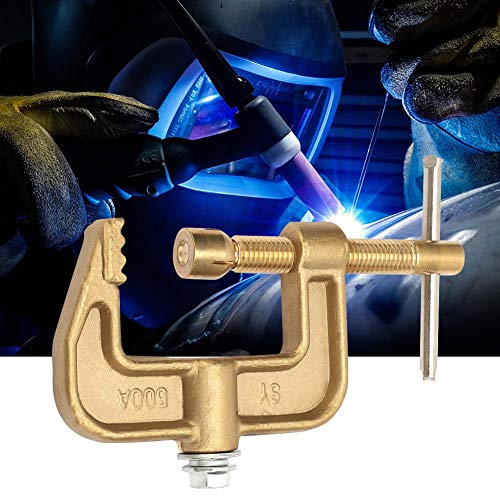 Welding Ground Clamp G Styles, 500A Solid Brass Earth Clamp 600mm Jaw Width C-Clamp, Maximum 10mm Welding Rods Lever Clamp with T-Handle