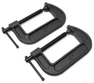 wen clc424 heavy-duty cast iron c-clamps with 4-inch jaw opening and 2.2-inch throat, 2 pack