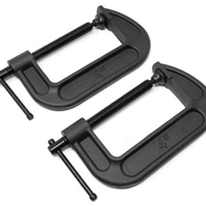 WEN CLC424 Heavy-Duty Cast Iron C-Clamps with 4-Inch Jaw Opening and 2.2-Inch Throat, 2 Pack