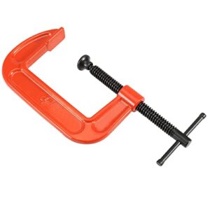 SEUNMUK 4 Pack C-Clamps Set 4 Inch Heavy Duty C Clamps with Sliding T-Bar, High Strength Malleable Iron C-Clamp for Woodworking, Welding, Building, Auto, 2-1/4 Inch Throat Depth, Orange