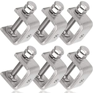 stainless steel c clamps mini 1 inch for mounting, heavy duty metal u clamps for metal working, small desk clamp with stable wide jaw opening & protective pads/i-beam design (6pcs)