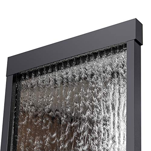 Alpine Corporation MLT102 Mirror Waterfall Fountain with Stones and Light, 72 Inch Tall, Silver