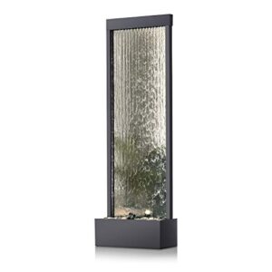 Alpine Corporation MLT102 Mirror Waterfall Fountain with Stones and Light, 72 Inch Tall, Silver