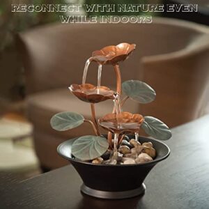 Bits and Pieces - Indoor Water Lily Water Serenity Fountain - Compact & Lightweight Tabletop Decoration