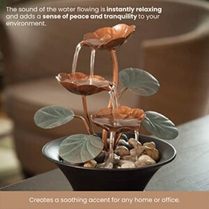 Bits and Pieces - Indoor Water Lily Water Serenity Fountain - Compact & Lightweight Tabletop Decoration