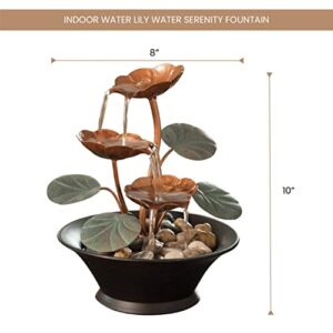 Bits and Pieces - Indoor Water Lily Water Serenity Fountain - Compact & Lightweight Tabletop Decoration