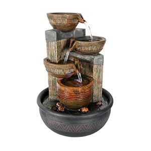 Hamiedun Tabletop Water Fountains Indoor Waterfall and Calming Water Sound Relaxation Desktop Fountain，The for Office, Room Decoration, Portable Feng Shui Fountain Indoor and Outdoor (15.7iches)