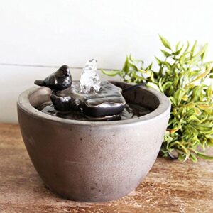 foreside home & garden bronze bird on leaf indoor water fountain with pump