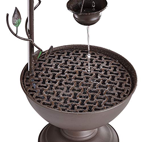 Alpine Corporation 38" Tall Indoor/Outdoor Hanging 6-Cup Tiered Floor Water Fountain, Bronze