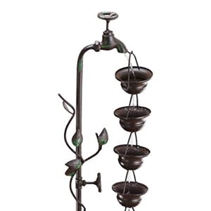 Alpine Corporation 38" Tall Indoor/Outdoor Hanging 6-Cup Tiered Floor Water Fountain, Bronze