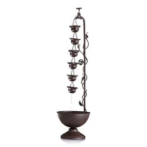 Alpine Corporation 38" Tall Indoor/Outdoor Hanging 6-Cup Tiered Floor Water Fountain, Bronze