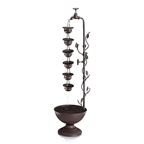 Alpine Corporation 38" Tall Indoor/Outdoor Hanging 6-Cup Tiered Floor Water Fountain, Bronze