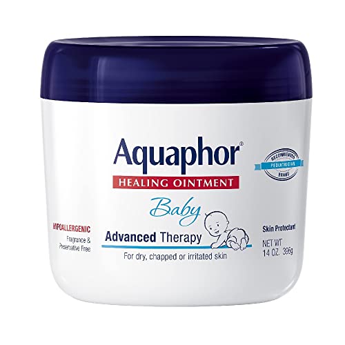 Aquaphor Baby Healing Ointment Advanced Therapy Skin Protectant, Dry Skin and Diaper Rash Ointment, 14 Oz Jar