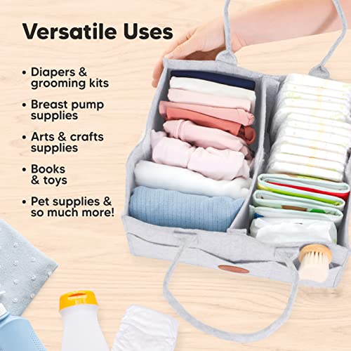 KeaBabies Baby Diaper Caddy Organizer - Large Baby Organizer - Diaper Organizer For Changing Table - Storage Caddy - Changing Table Organizer For Baby Boy, Girl - Nursery Organizer (Classic Gray)