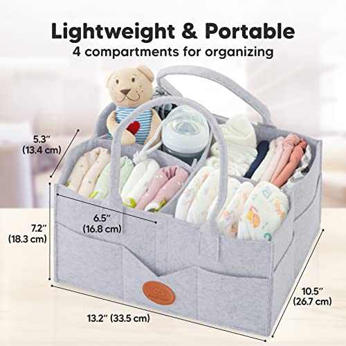 KeaBabies Baby Diaper Caddy Organizer - Large Baby Organizer - Diaper Organizer For Changing Table - Storage Caddy - Changing Table Organizer For Baby Boy, Girl - Nursery Organizer (Classic Gray)