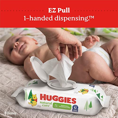 Sensitive Baby Wipes, Huggies Natural Care Baby Diaper Wipes, Unscented, Hypoallergenic, 99% Purified Water, 3 Refill Packs (624 Wipes Total) Packaging May Vary, 208 Count (Pack of 3)