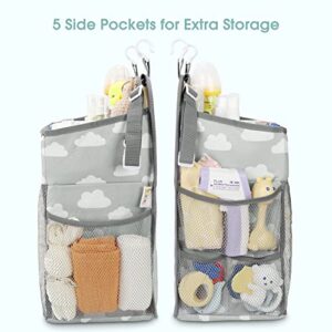 Maliton Hanging Diaper Caddy Organizer - Diaper Stacker for Changing Table, Crib, Playard or Wall & Nursery Organization Baby Shower Gifts for Newborn (Gray Cloud)