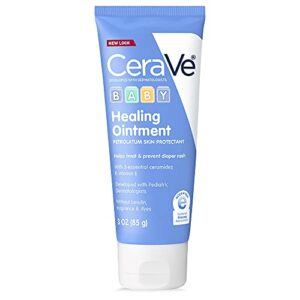 cerave diaper rash cream | baby healing ointment for extra dry, cracked skin | diaper cream with ceramides & vitamin e | lanolin, fragrance, paraben, dye, phthalates & sulfate free | 3 ounce