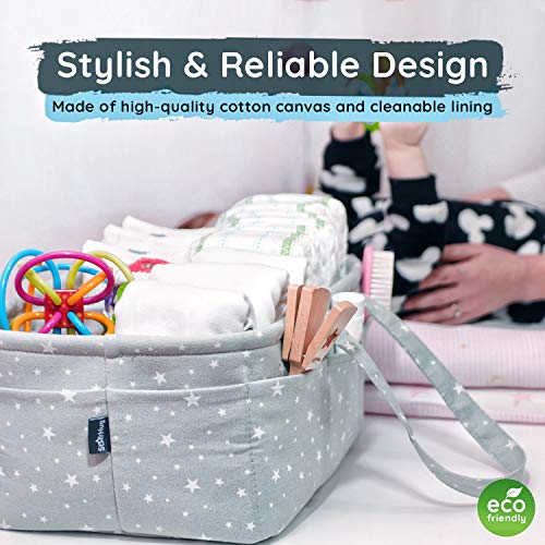 StarHug Baby Diaper Caddy Organizer - Baby Shower Basket | Large Nursery Storage Bin for Changing Table | Car Travel Tote Bag | Newborn Registry Must Have | Bonus Bottle Cooler | Gray