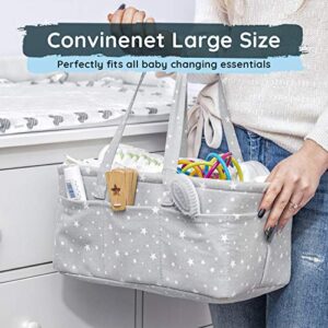 StarHug Baby Diaper Caddy Organizer - Baby Shower Basket | Large Nursery Storage Bin for Changing Table | Car Travel Tote Bag | Newborn Registry Must Have | Bonus Bottle Cooler | Gray