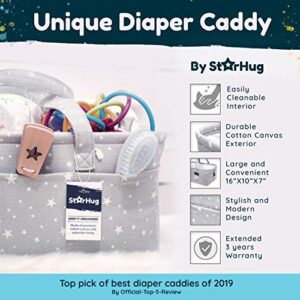 StarHug Baby Diaper Caddy Organizer - Baby Shower Basket | Large Nursery Storage Bin for Changing Table | Car Travel Tote Bag | Newborn Registry Must Have | Bonus Bottle Cooler | Gray