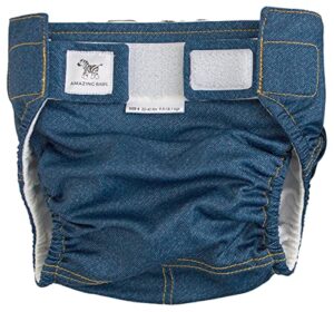 smartnappy blue jeans by amazing baby, nextgen hybrid cloth diaper cover + 1 tri-fold reusable insert + 1 reusable booster, denim, size 4, 22-40 lbs