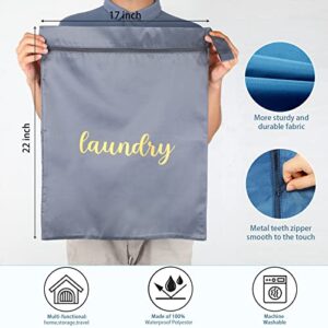 2 Pieces Travel Laundry Bags Waterproof Wet Bag Washable Dirty Clothes Bag Reusable Large Wet Dry Bag for Traveling Gym Laundry Swimsuit Wet Clothes Workout Diaper Bag, 17 x 22 Inches (Gray, Black)