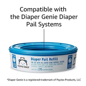 Amazon Brand - Mama Bear Diaper Pail Refills for Diaper Genie Pails, 1080 Count (4 Packs of 270 Count)