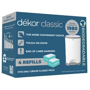 diaper dekor classic diaper pail liner refills biodegradable, 4 pack