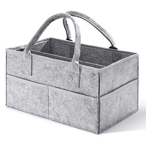 HBlife Baby Diaper Caddy Organizer with Compartments- Gray