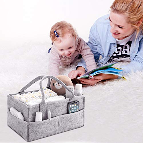 HBlife Baby Diaper Caddy Organizer with Compartments- Gray