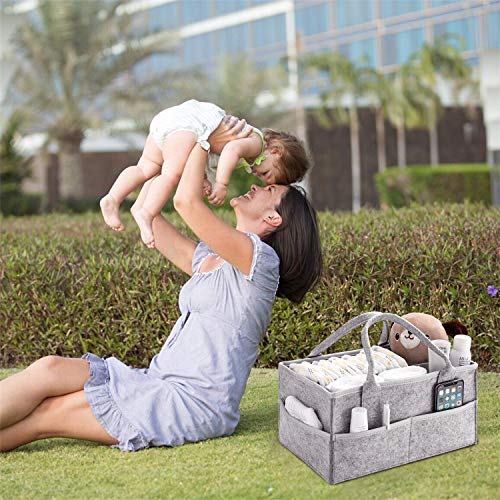 HBlife Baby Diaper Caddy Organizer with Compartments- Gray