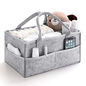 HBlife Baby Diaper Caddy Organizer with Compartments- Gray