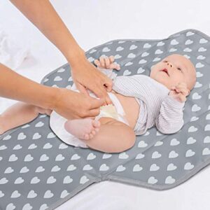 Baby Portable Changing Pad Travel - Waterproof Compact Diaper Changing Mat with Built-in Pillow - Lightweight & Foldable Changing Station, Newborn Shower Gifts