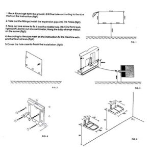 Modundry Fold Down Baby Changing Station Horizontal Baby Change Table with Safety Straps for Commercial Restrooms (2 White Granite)