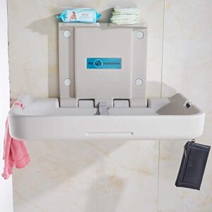 Modundry Fold Down Baby Changing Station Horizontal Baby Change Table with Safety Straps for Commercial Restrooms (2 White Granite)