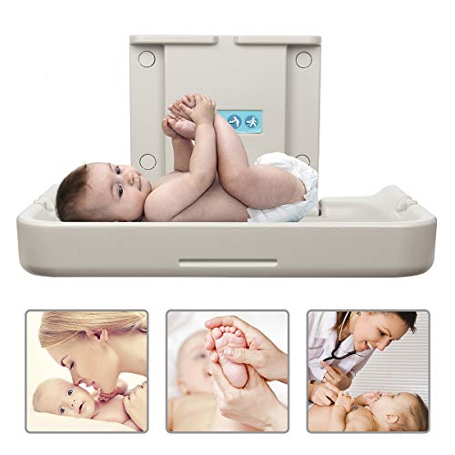 Modundry Fold Down Baby Changing Station Horizontal Baby Change Table with Safety Straps for Commercial Restrooms (2 White Granite)