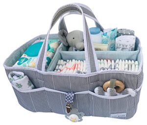 lily miles baby diaper caddy – large organizer tote bag for infant boy or girl – baby shower basket – nursery must haves – registry favorites – collapsible newborn caddie car travel