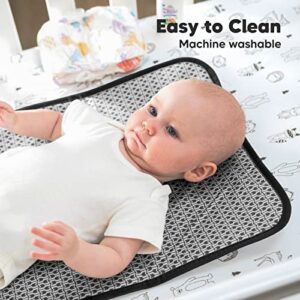 Portable Diaper Changing Pad - Waterproof Foldable Baby Changing Mat - Travel Diaper Change Mat - Lightweight Changing Pads for Baby - Baby Changer - Machine Washable (Black Geo)