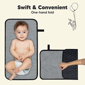 Portable Diaper Changing Pad - Waterproof Foldable Baby Changing Mat - Travel Diaper Change Mat - Lightweight Changing Pads for Baby - Baby Changer - Machine Washable (Black Geo)