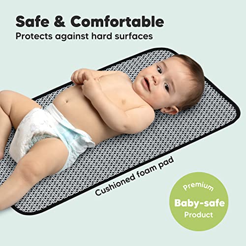 Portable Diaper Changing Pad - Waterproof Foldable Baby Changing Mat - Travel Diaper Change Mat - Lightweight Changing Pads for Baby - Baby Changer - Machine Washable (Black Geo)