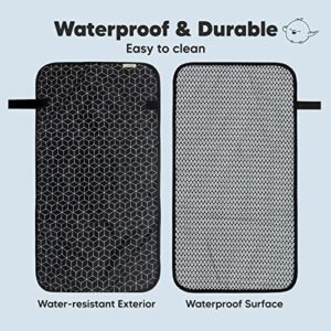 Portable Diaper Changing Pad - Waterproof Foldable Baby Changing Mat - Travel Diaper Change Mat - Lightweight Changing Pads for Baby - Baby Changer - Machine Washable (Black Geo)