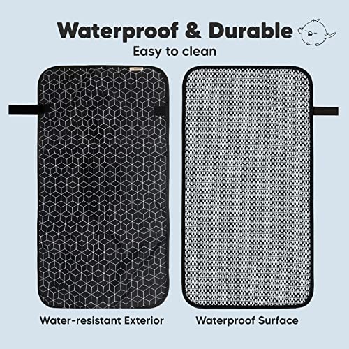 Portable Diaper Changing Pad - Waterproof Foldable Baby Changing Mat - Travel Diaper Change Mat - Lightweight Changing Pads for Baby - Baby Changer - Machine Washable (Black Geo)