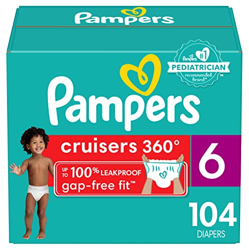 Diapers Size 6, 104 Count - Pampers Pull On Cruisers 360° Fit Disposable Baby Diapers with Stretchy Waistband, (Packaging & Prints May Vary)